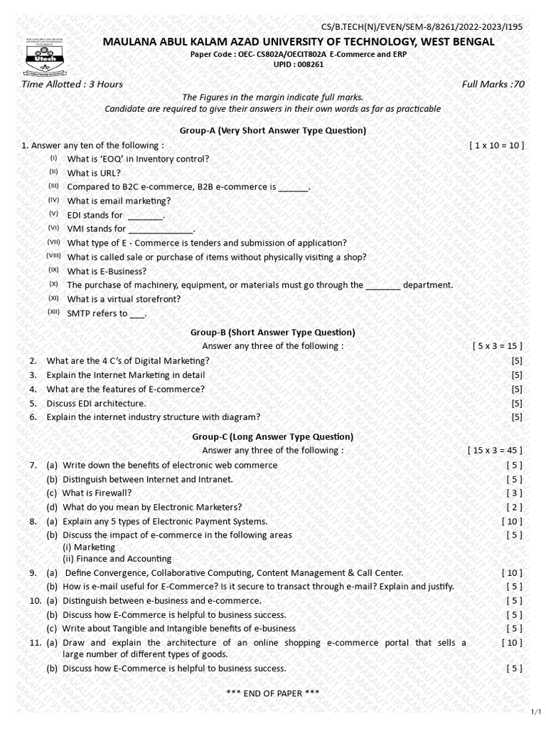 E-Commerce and Erp Oec - Cs802a | PDF | E Commerce | Electronic Business