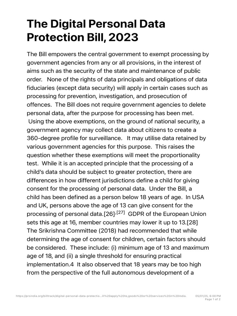 Digital Personal Data Protection Bill 2023 | PDF | Consent | Justice