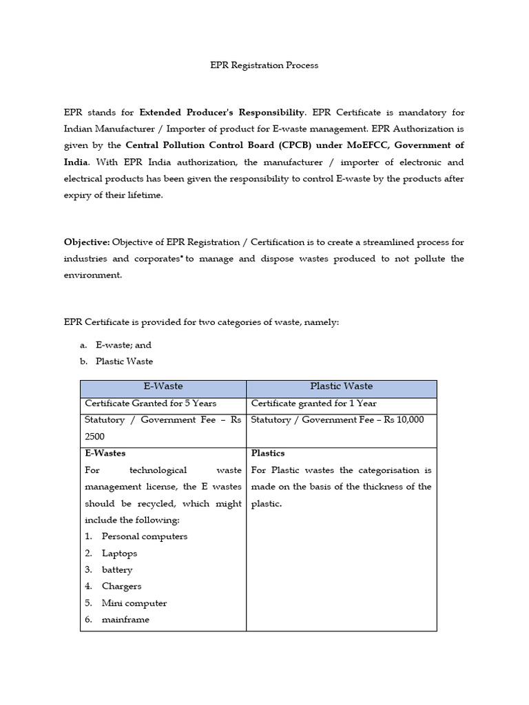 EPR Registration Process | PDF | Electronic Waste | Waste