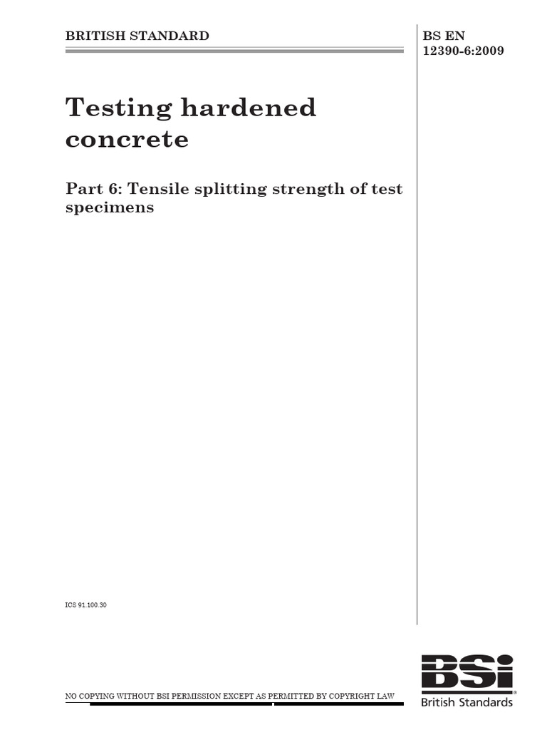 BS EN 12390-6-2009 | PDF | Strength Of Materials | Ultimate Tensile ...