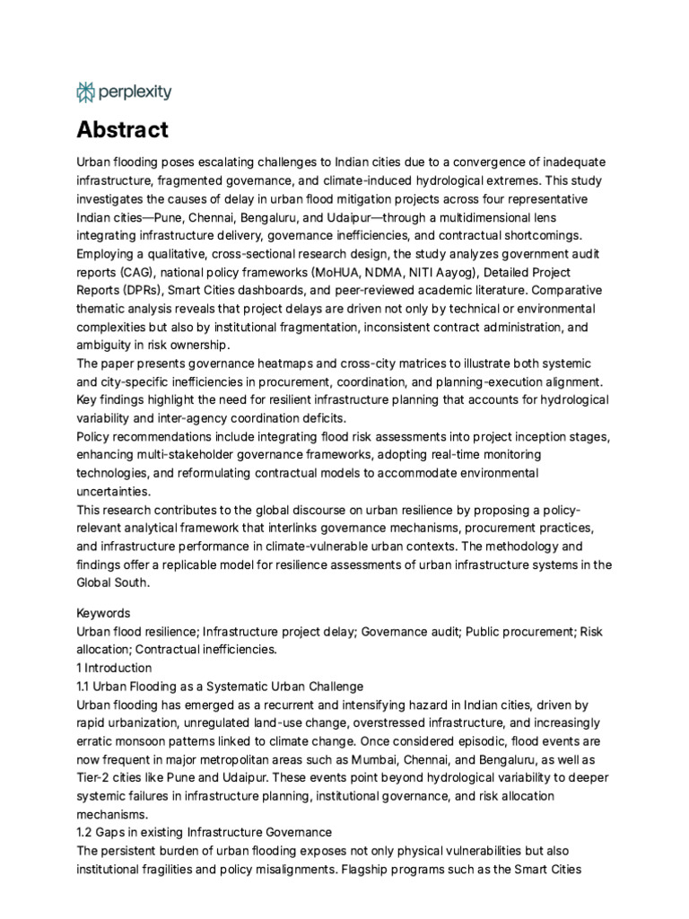 Urban Flood Mitigation Delays in India | PDF | Governance | Public ...
