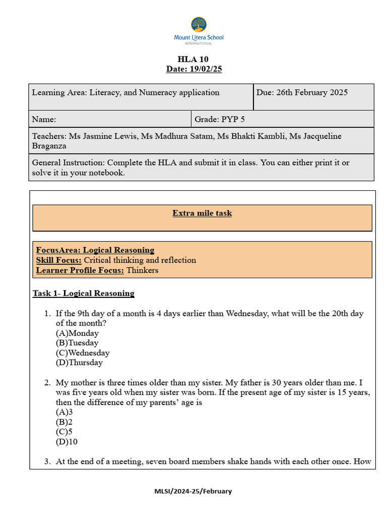 HLA 10 Date: 19/02/25: MLSI/2024-25/February | PDF | Rio Grande | River