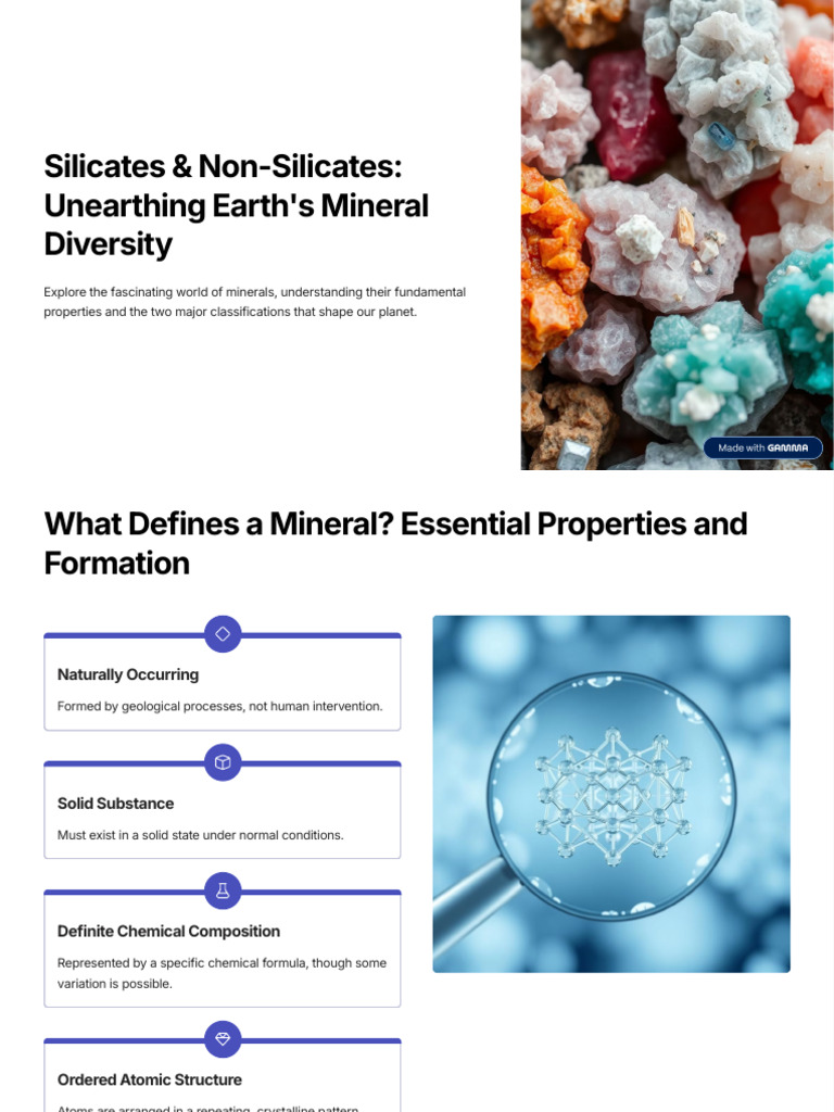 Silicates vs Non-Silicates: Mineral Insights | PDF | Minerals | Silicate