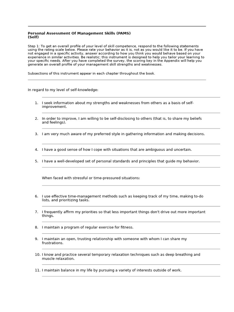 Personal Assessment of Management Skills | PDF | Motivation | Motivational