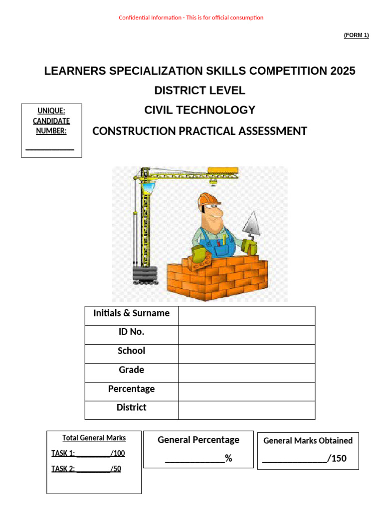 Construction Learners 2025 Tasks District Level | PDF | Brick