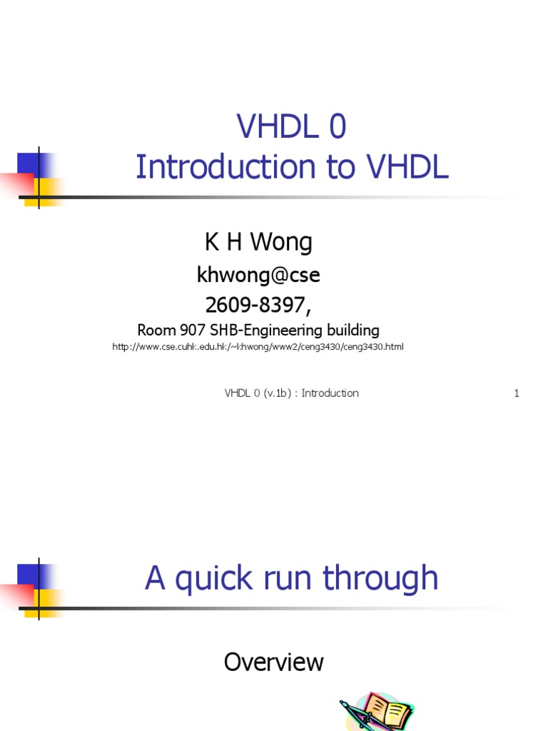 VHDL 0 Intro to VHDL: Design Digital Sys w/ FPGA & VHDL Lang | PDF | Vhdl | Field Programmable ...