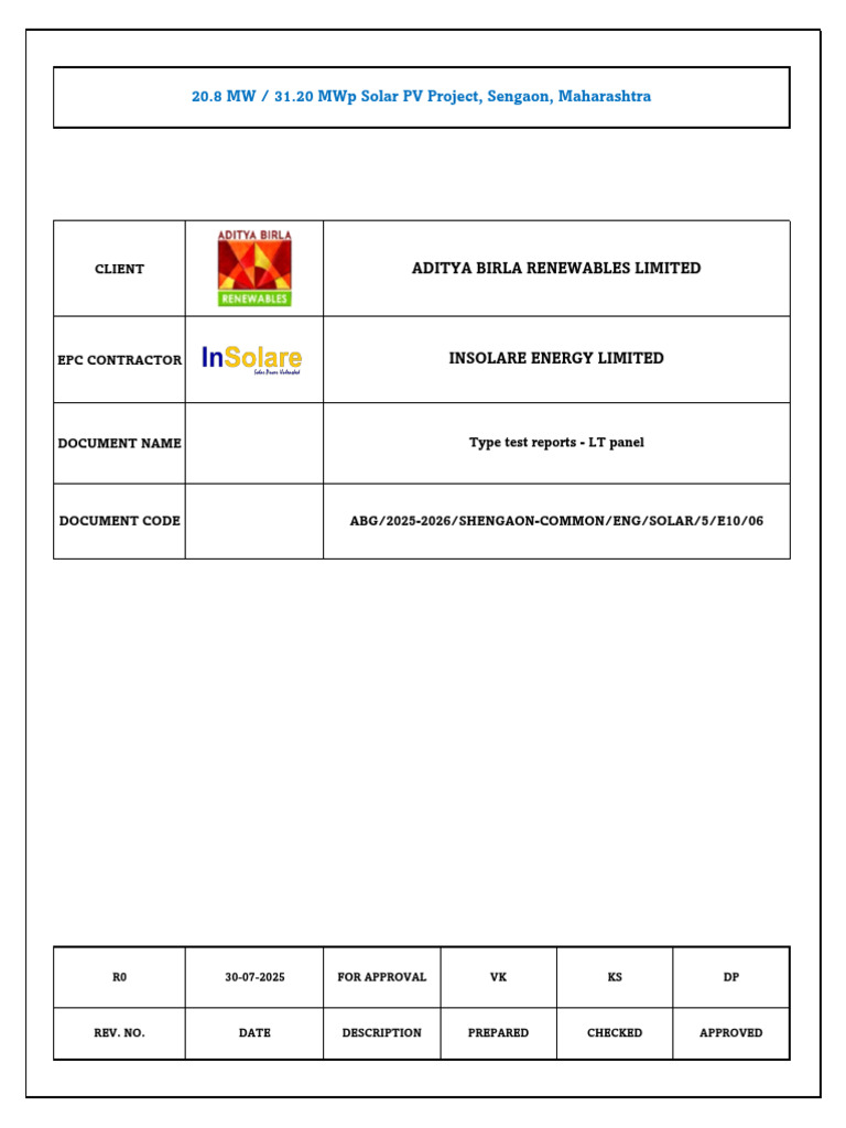 LT Panel Type Test Report Summary | PDF | Solar Power | Sustainable ...