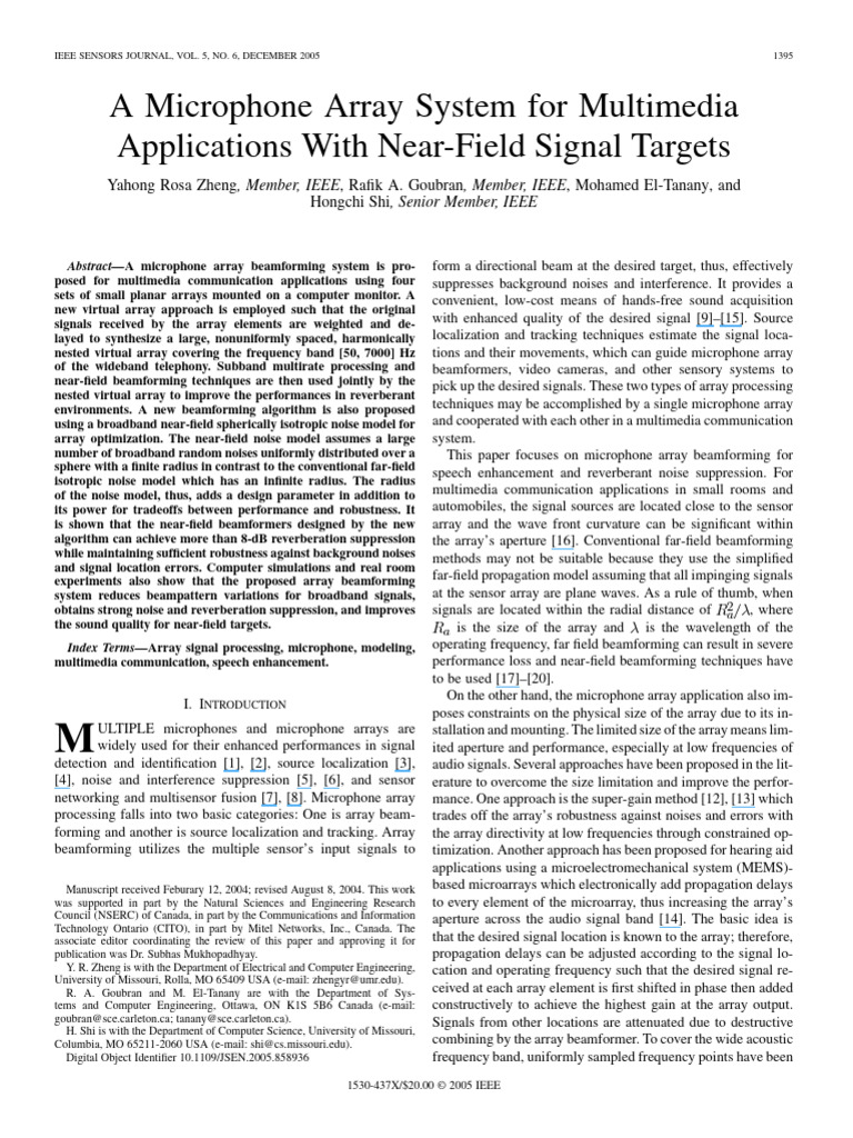 A Microphone Array System for Multimedia | PDF | Matrix (Mathematics ...