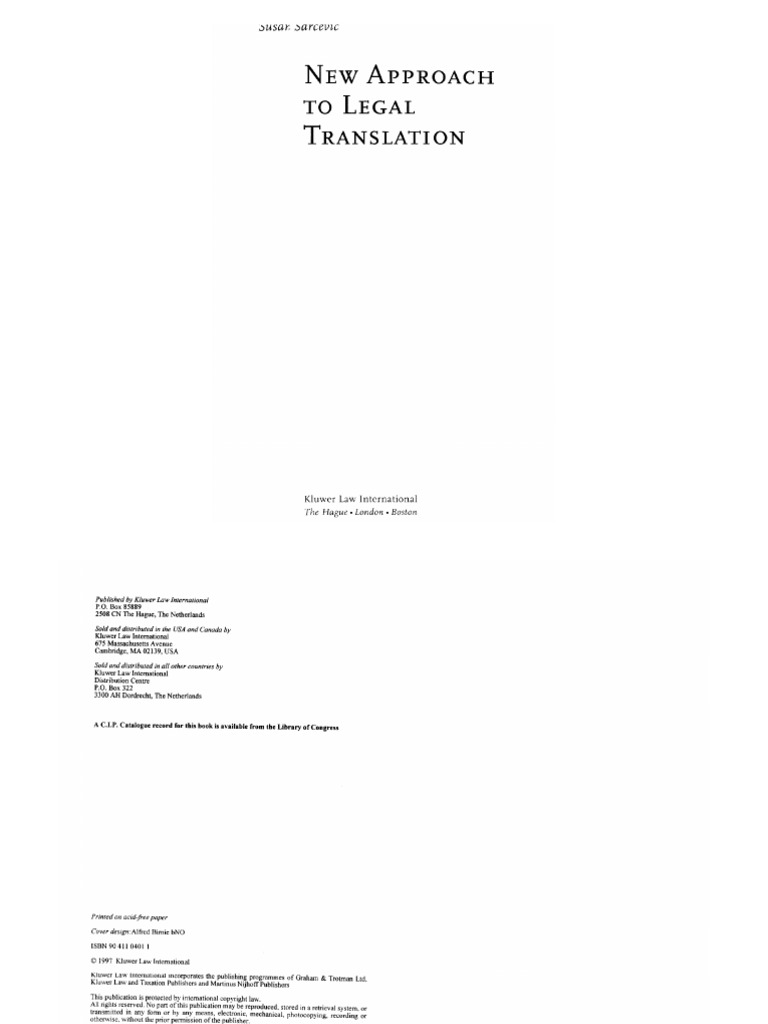 New Approach To Legal Translation | PDF