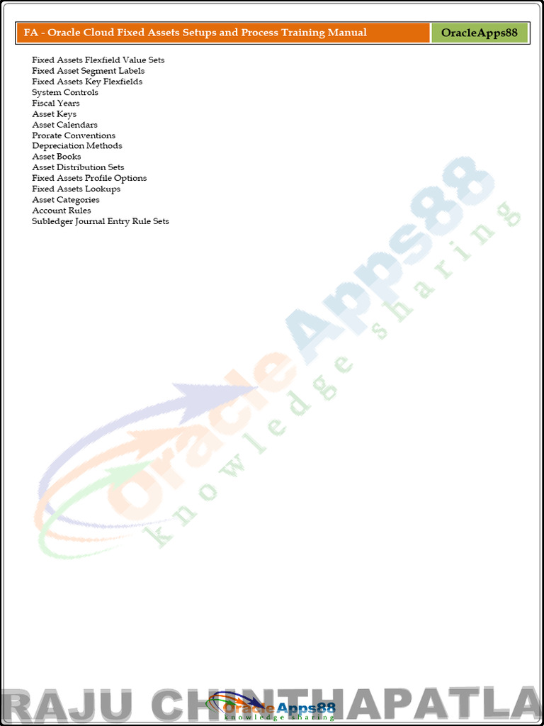 Oracle Cloud Fixed Assets Training Guide | PDF | Data Type | Cloud ...