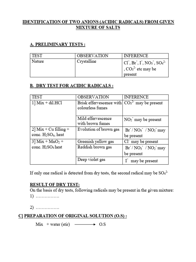 Identify Two Anions in Salt Mixture | PDF | Nitrate | Chlorine