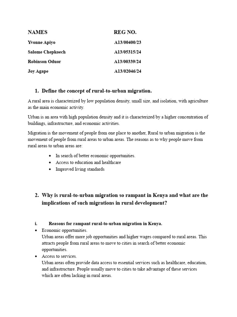 Concepts of Rural To Urban Migration. | PDF | Urbanization | Human ...