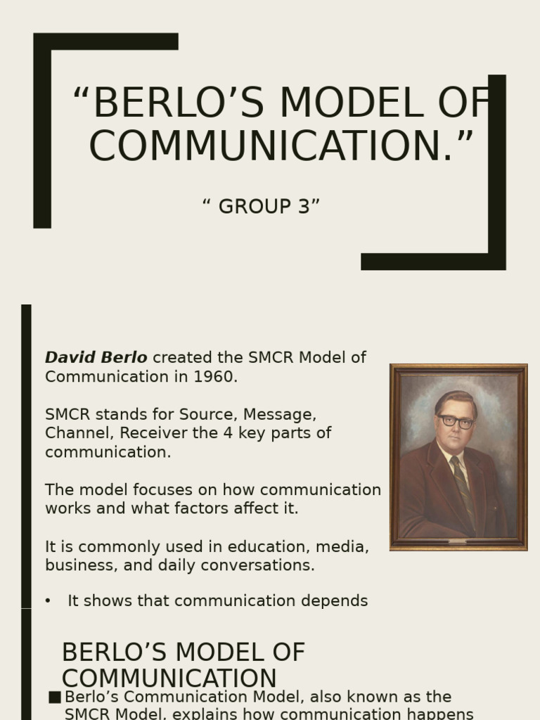 Berlo's SMCR Communication Model Explained | PDF | Communication ...