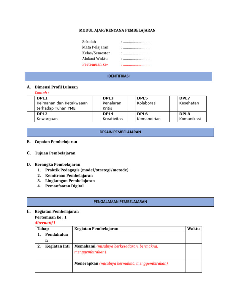 Format Modul Ajar Atau RPP | PDF