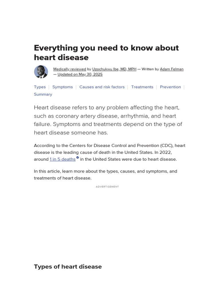 Understanding Heart Disease: Types & Symptoms | PDF | Heart | Coronary ...