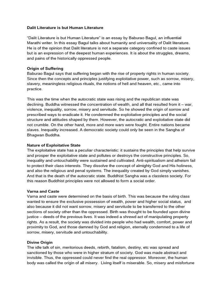 Dalit Literature Is But Human Literature | PDF | Dalit | Saint