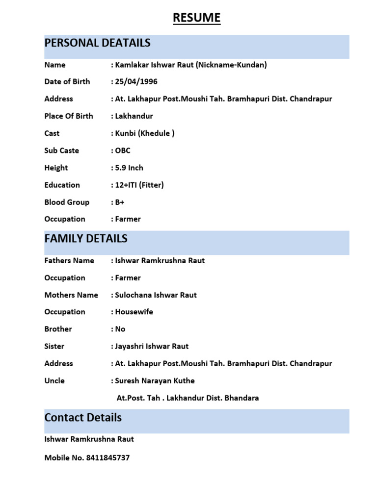 RESUME Kamlakar | PDF