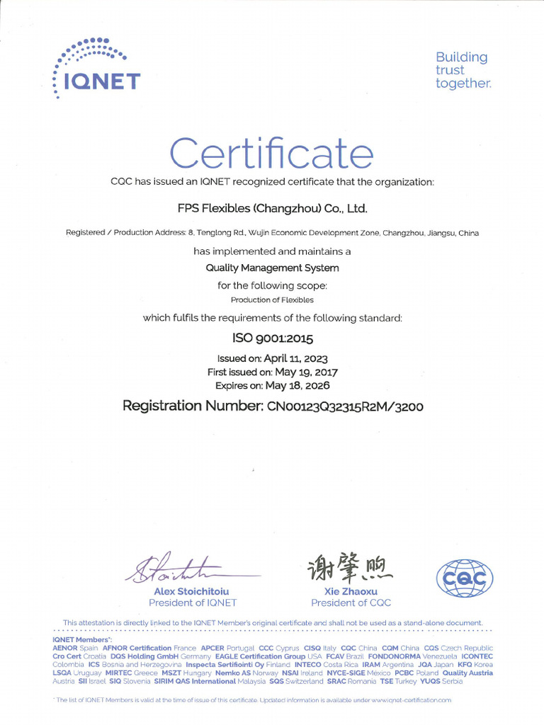 China Changzhou Certificate ISO 9001 2015 18 05 26 | PDF