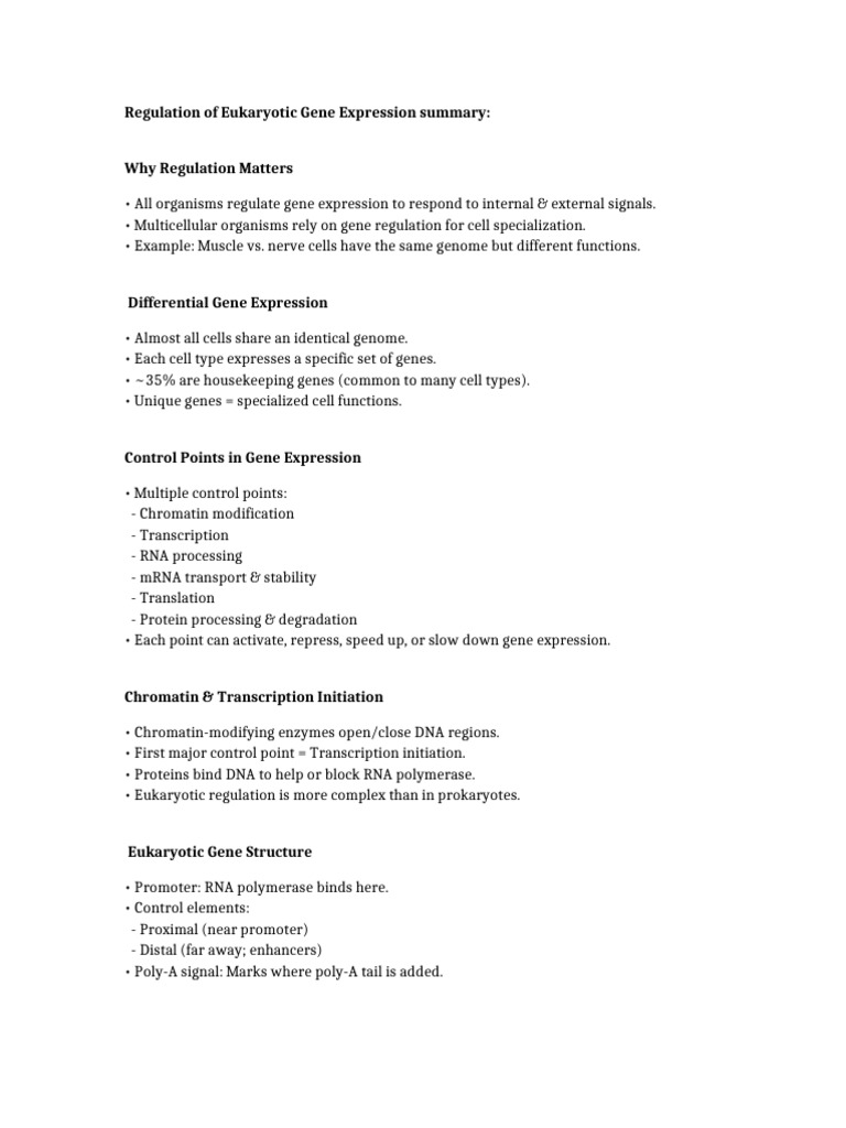Eukaryotic Gene Expression Regulation | PDF