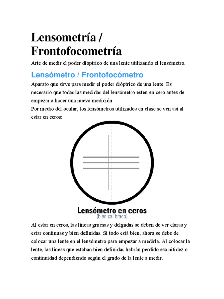 Guía de Lensometría y su Procedimiento | PDF | Sustracción | Enseñanza ...