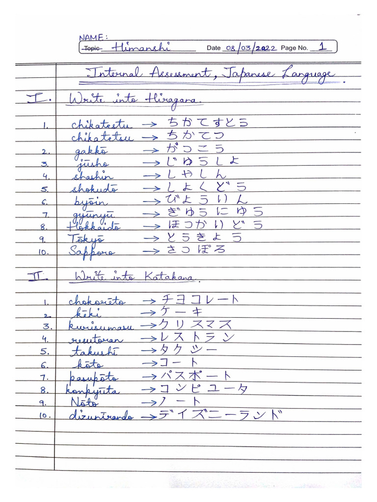 Japanese Language N5 Beginner Assessment | PDF