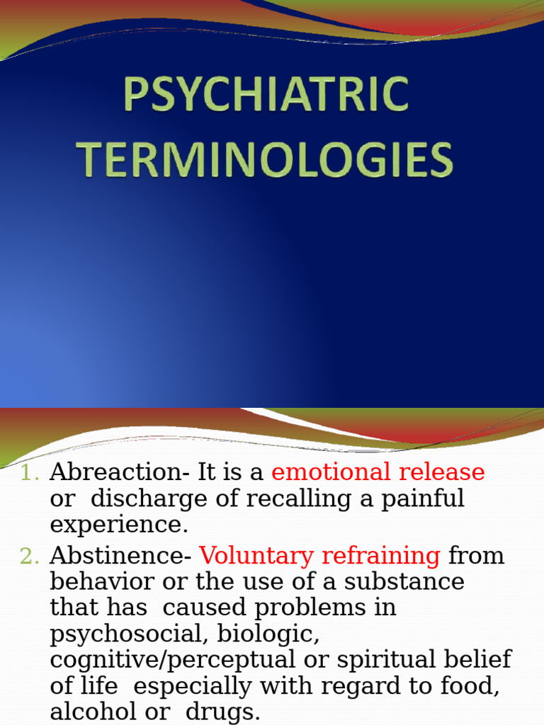 Psychiatric Terminology | PDF | Mental Disorder | Schizophrenia