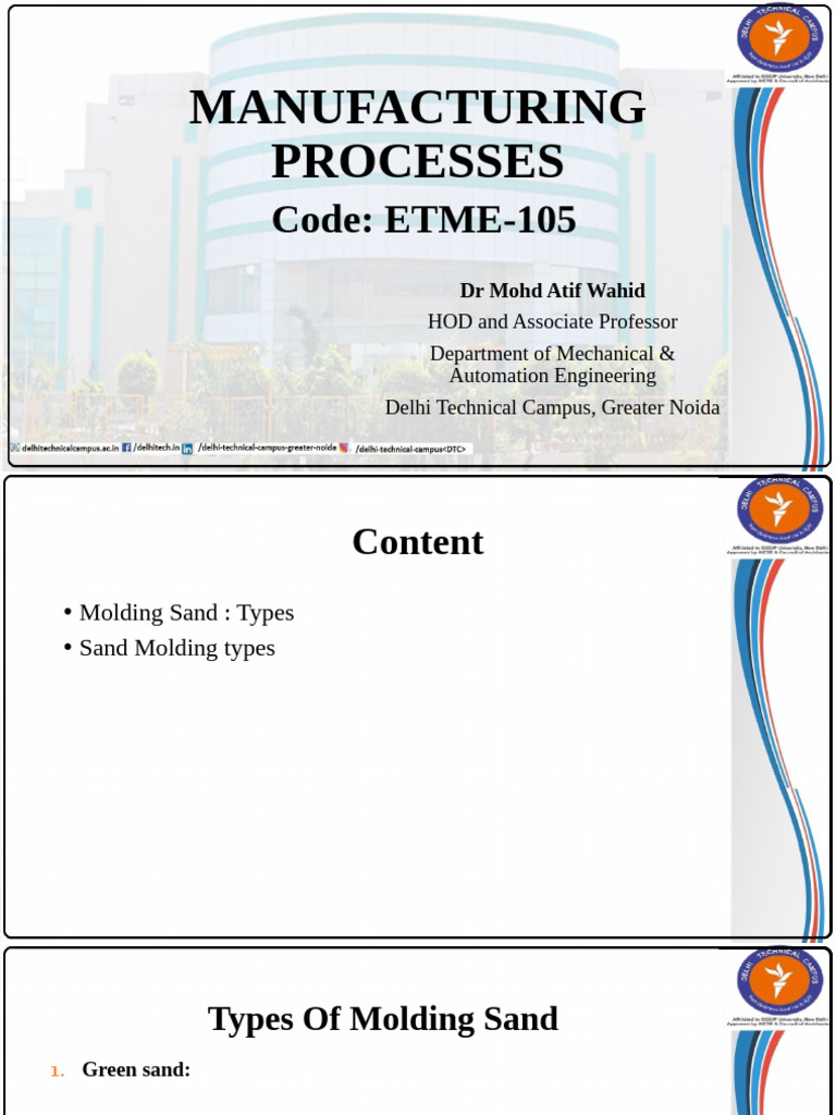 Types of Molding Sand Explained | PDF | Materials | Building Materials