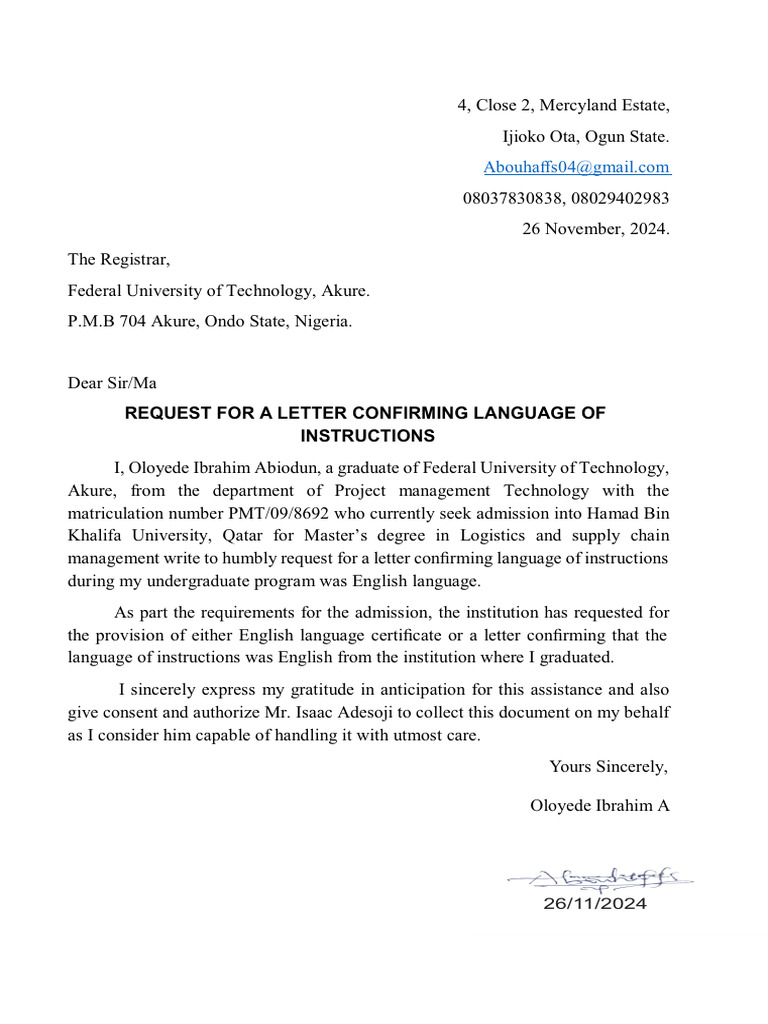 Letter of Request | PDF