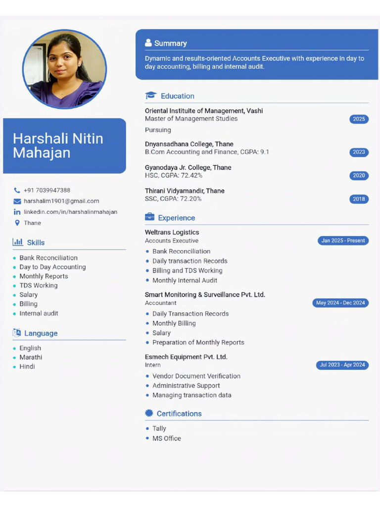 Harshali Mahajan Resume | PDF