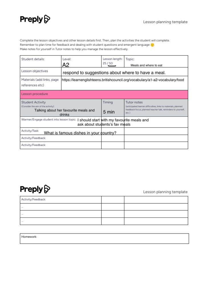 Preply Lesson Planning Guide | PDF