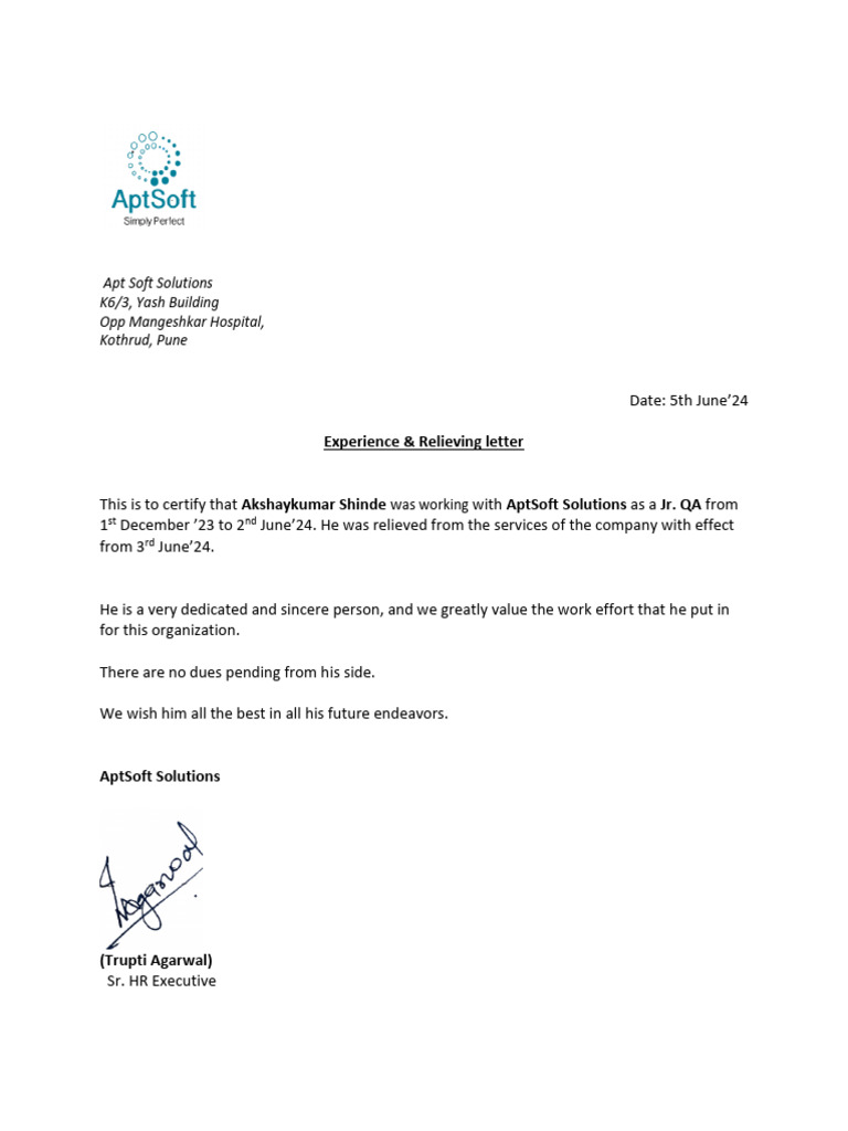 Akshay Shinde_Exp Letter | PDF