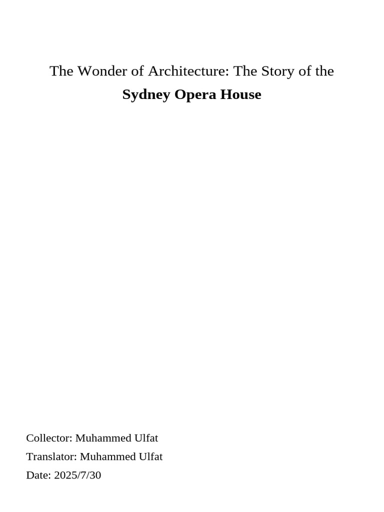 Sydney Opera House: A Modern Masterpiece | PDF | Sydney