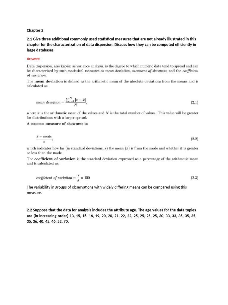 Statistical Measures for Data Analysis | PDF | Median | Standard Deviation