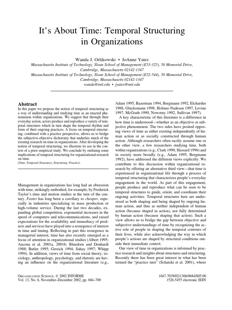 Temporal Structuring in Organizations | PDF | Rhetoric | Norm (Social)