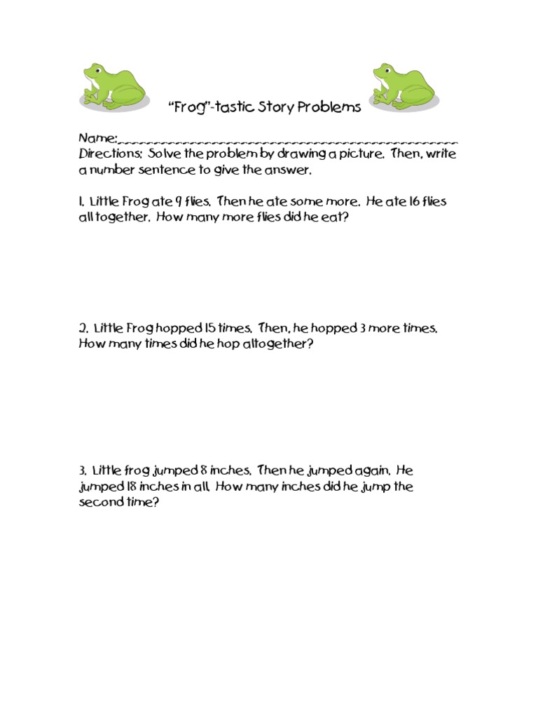 Frog Math Story Problems | PDF | Home & Garden