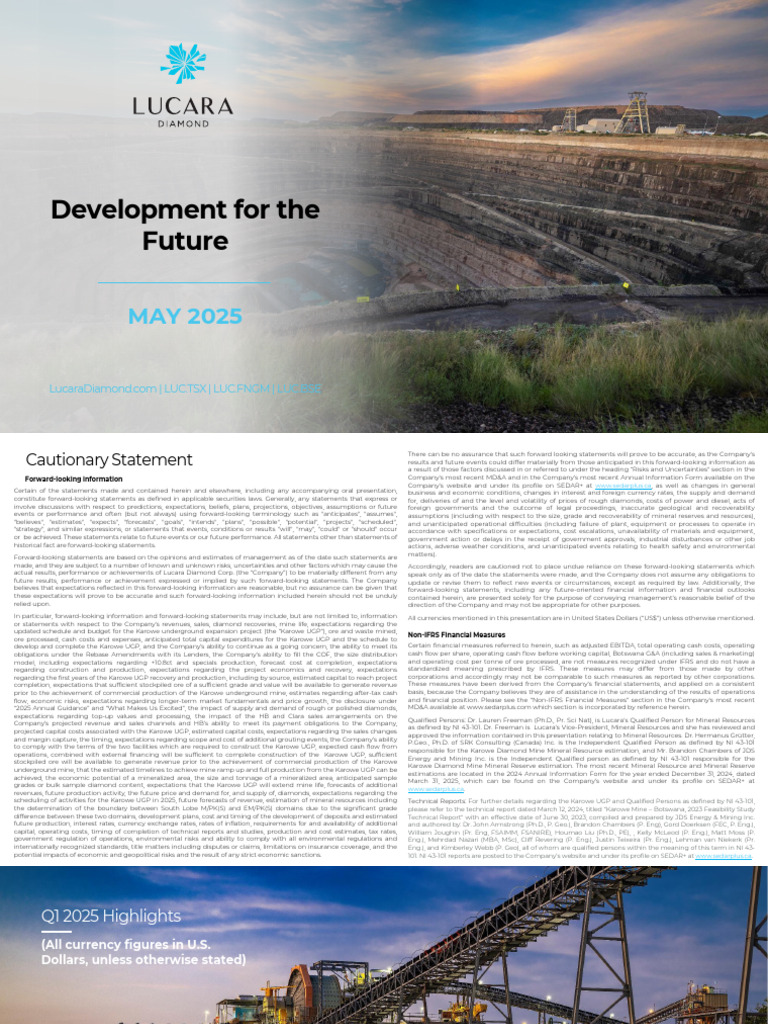 Lucara May 2025 Uploaded To Website 05-16 | PDF | Mining | Diamond