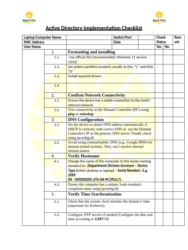 AD Joining Checklist | PDF | Group Policy | Domain Name System