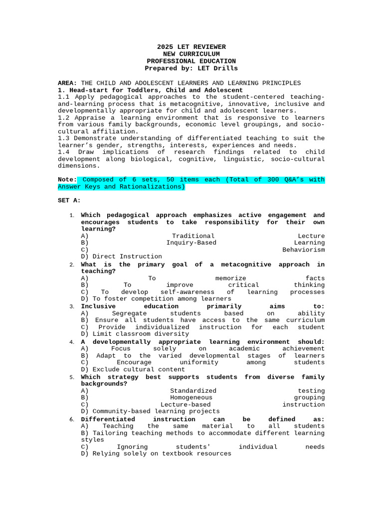 The Child & Adolescent Learners | PDF | Learning | Educational Assessment