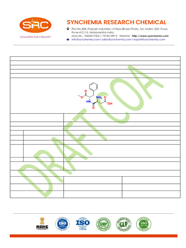 Aspartame Certificate of Analysis 2023 | PDF