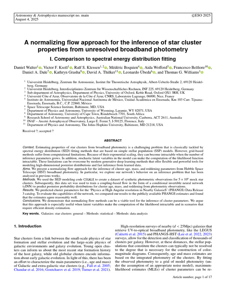 A Normalizing Flow Approach For The Inference of Star Cluster ...