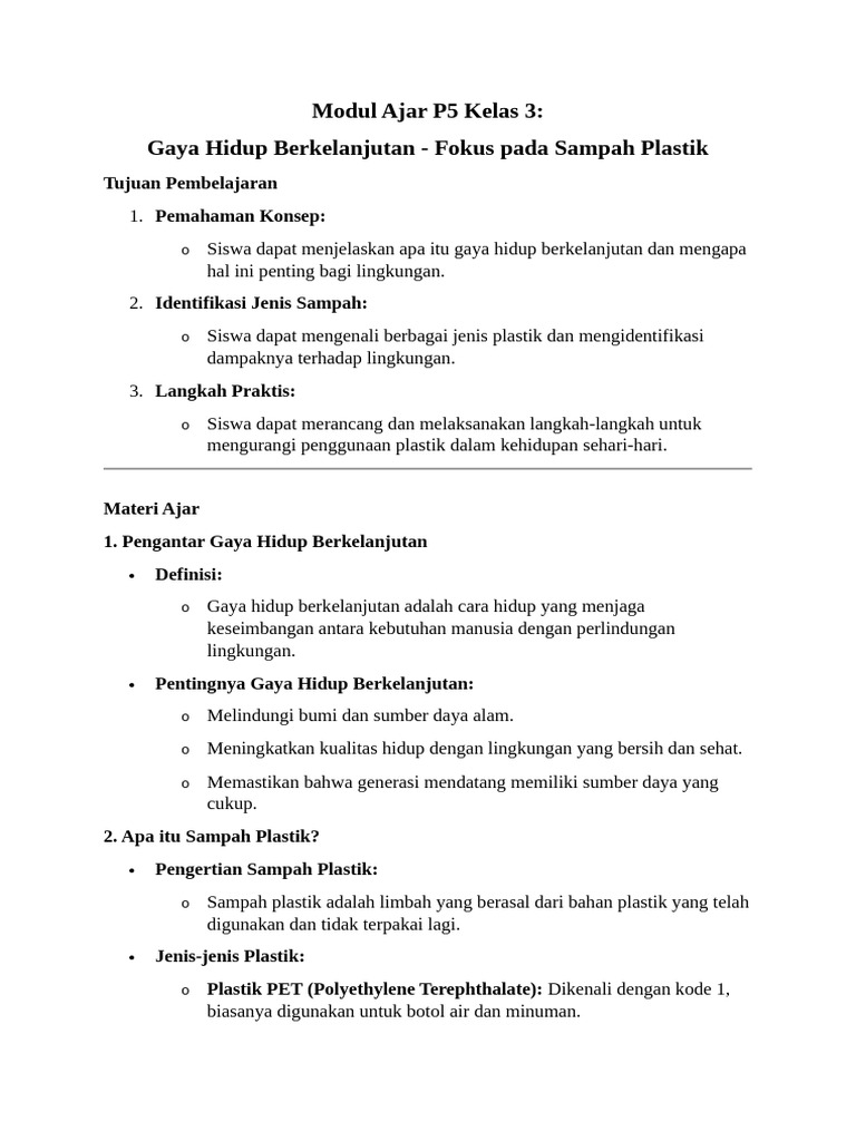 Modul Ajar P5 Kelas 3 | PDF