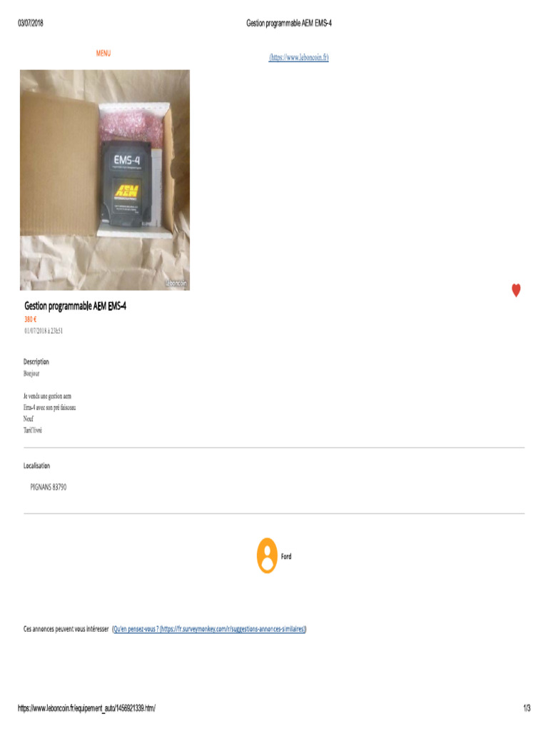 Gestion Programmable AEM EMS-4 | PDF