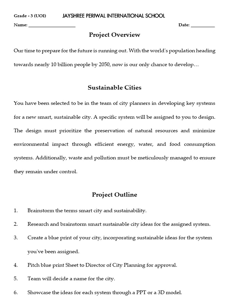 Sustainable City Project for Students | PDF | Sustainability ...