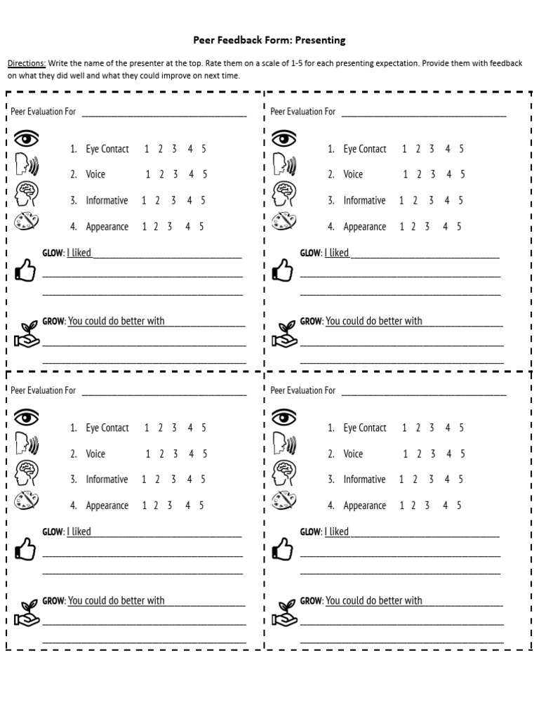 I Liked I Liked: Peer Feedback Form: Presenting | PDF | Chess Theory ...
