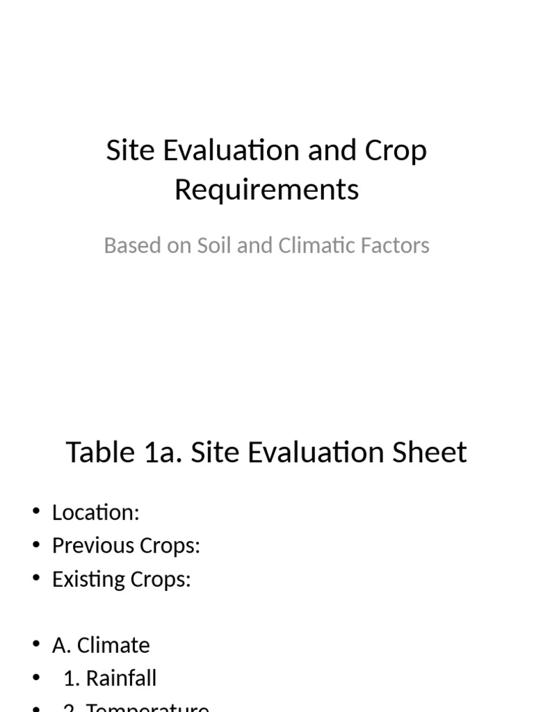 Site Evaluation for Crop Success | PDF