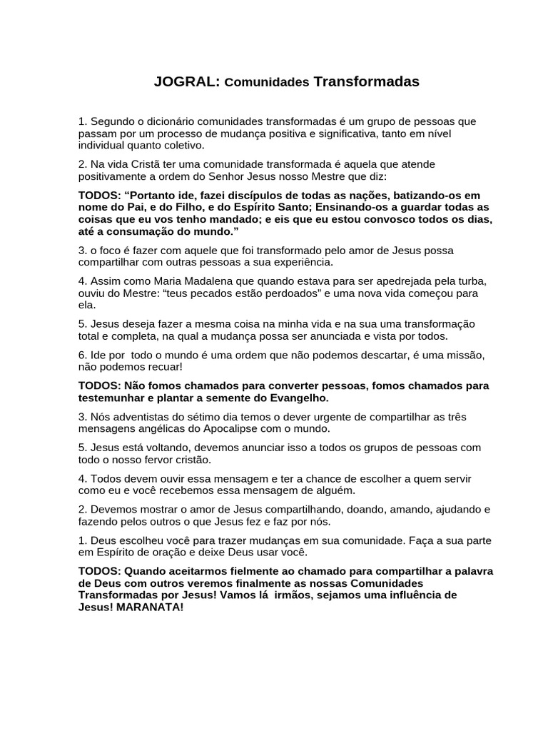 JOGRAL COMUNIDADES TRANSFORMADAS-1 | PDF