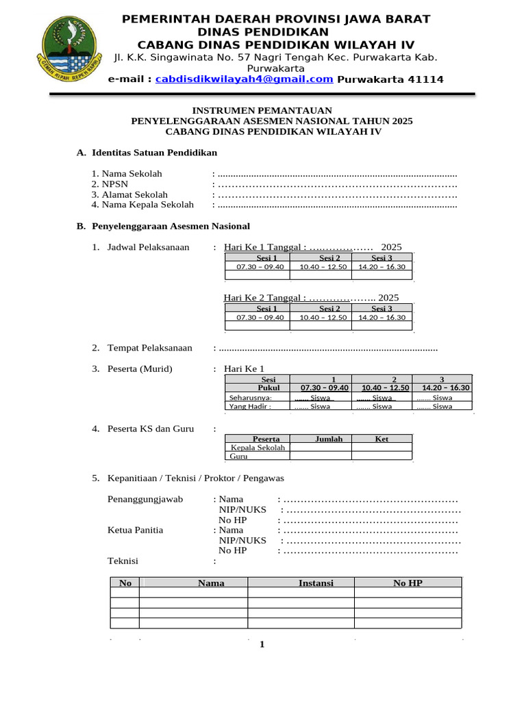 Instrumen ANBK 2025 untuk Proktor | PDF