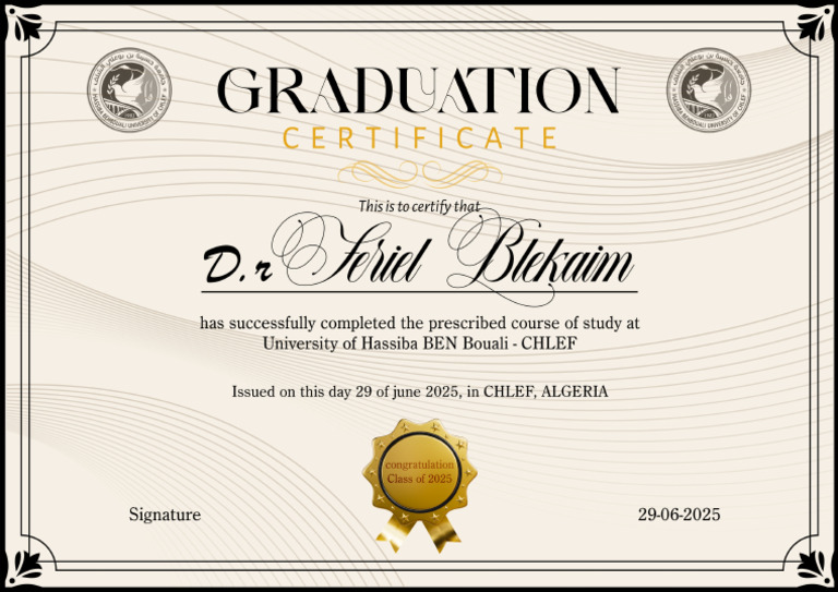 Feriel Certificate | PDF