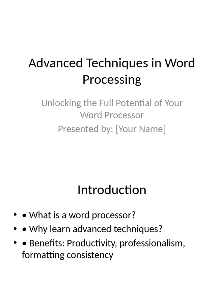 Advanced Techniques in Word Processing | PDF