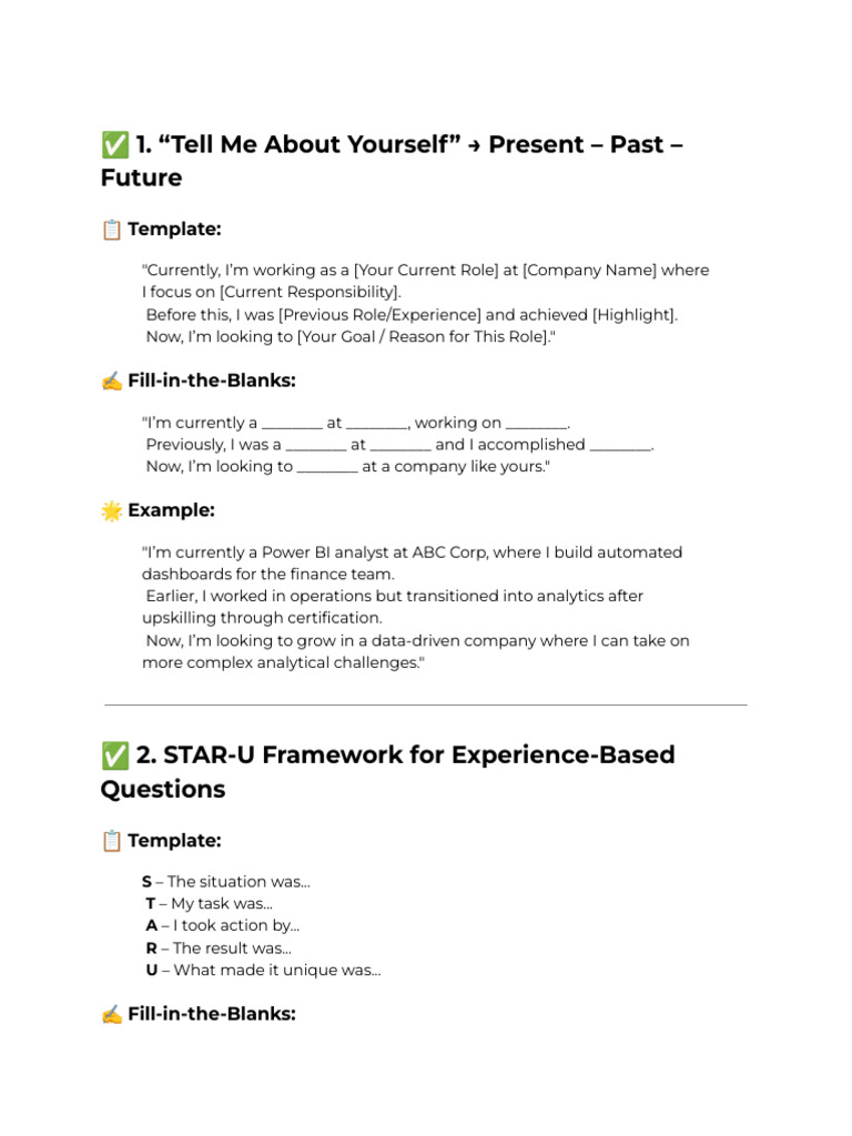 ? Interview Frameworks Handout_ Answer Any Question with Confidence (1 ...